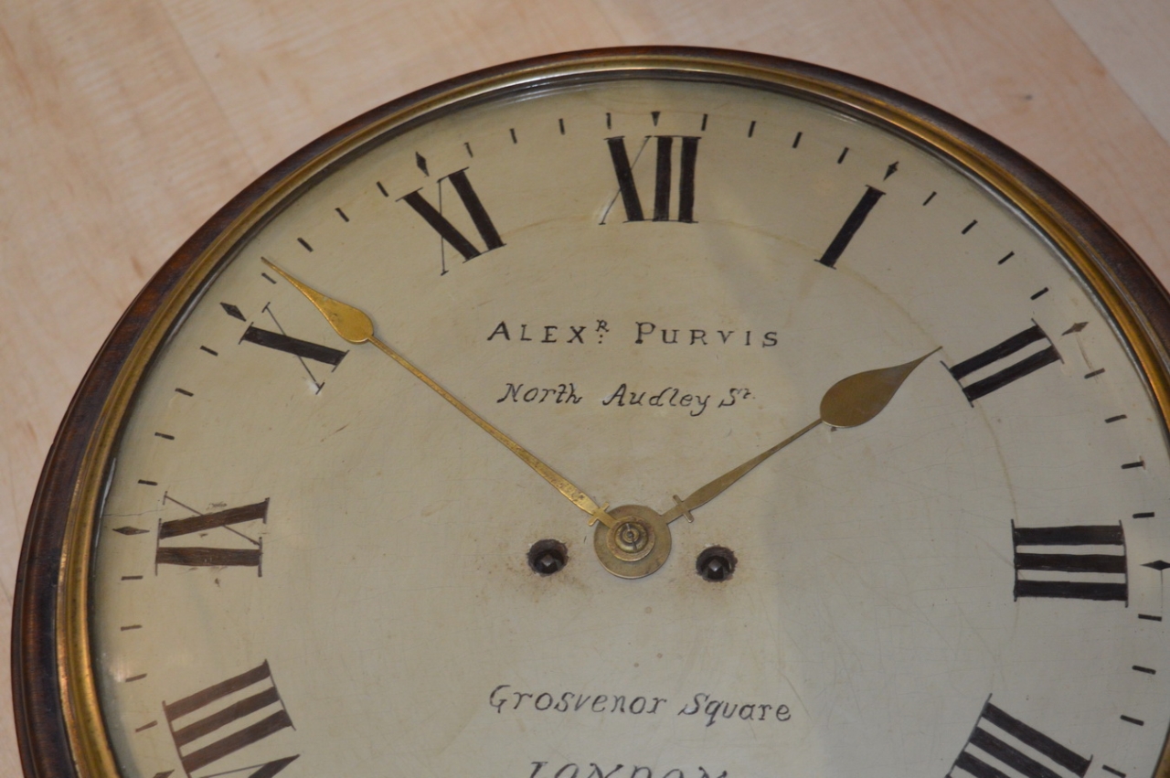Alex Purvis, London Rare Wooden Dial Twin Fusee Wall Clock - Blog